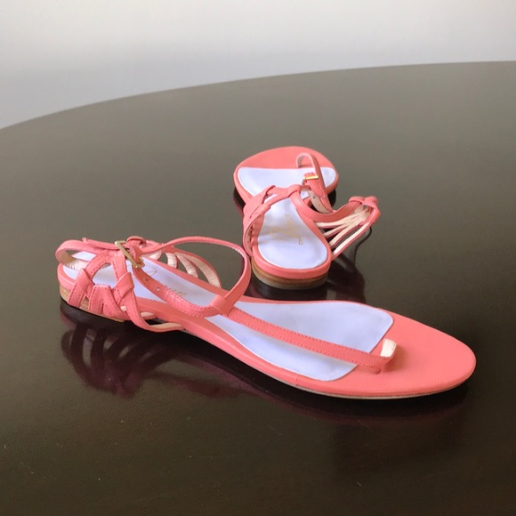 Delman | Shoes | Salmon Pink Strappy Size 7m Delman Thong Sandals ...